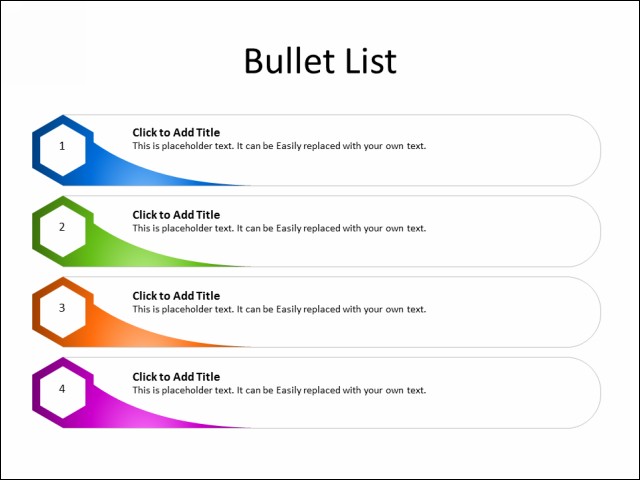PPT Slide Bullet List 4 Bullets Multicolor