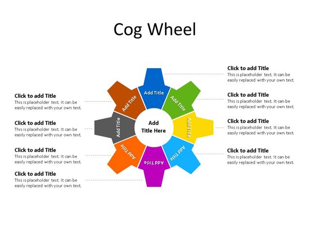 PPT Slide-Step Diagram - 8 Cogs - Multicolor
